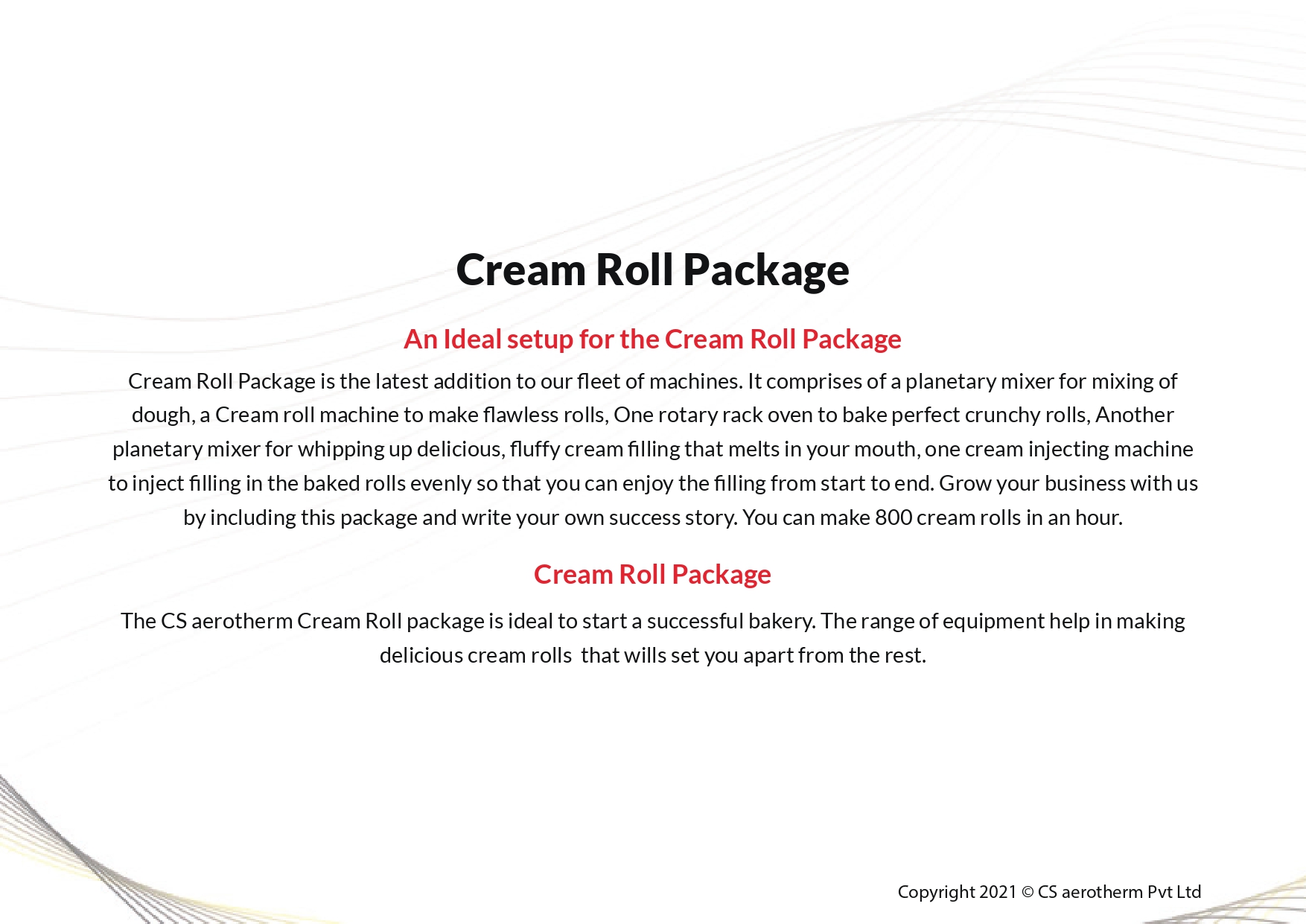 Cream Roll Package Brochure | csaerotherm